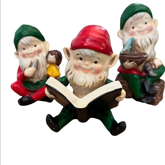 Homco | Holiday | Vintage Set Of 3 Homco Elves Collectible Super Cute ...